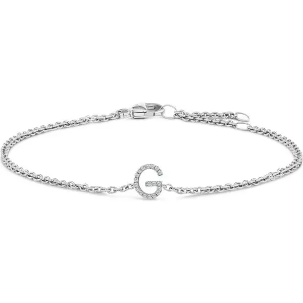 HAUS OF BRILLIANCE 10k Gold Diamond Accent Initial Charm Link Bracelet - White | G
